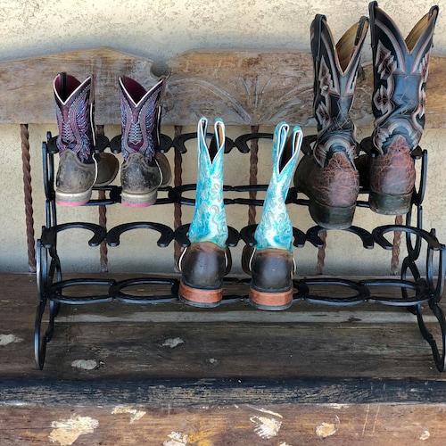 Boot Rack 6 Pairs of Boots Horseshoe Decor Horseshoe Art - Etsy