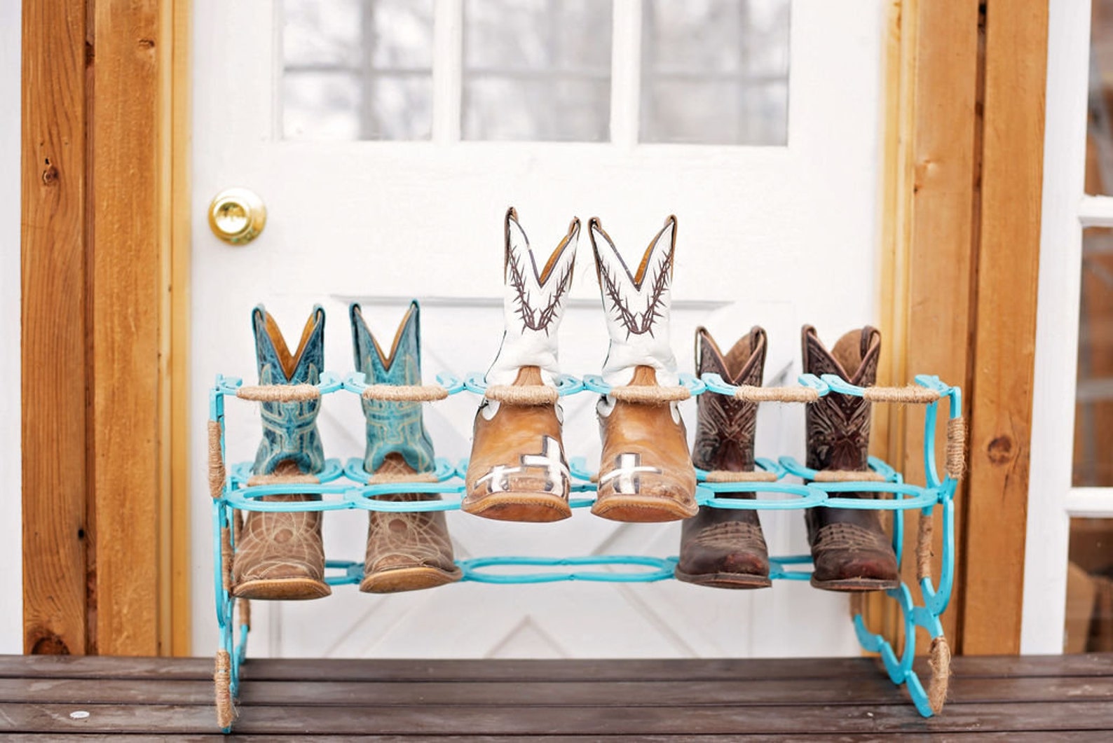 Horseshoe Boot Rack Horseshoe Boot Organizer Horseshoe Art Cowboy Boot ...