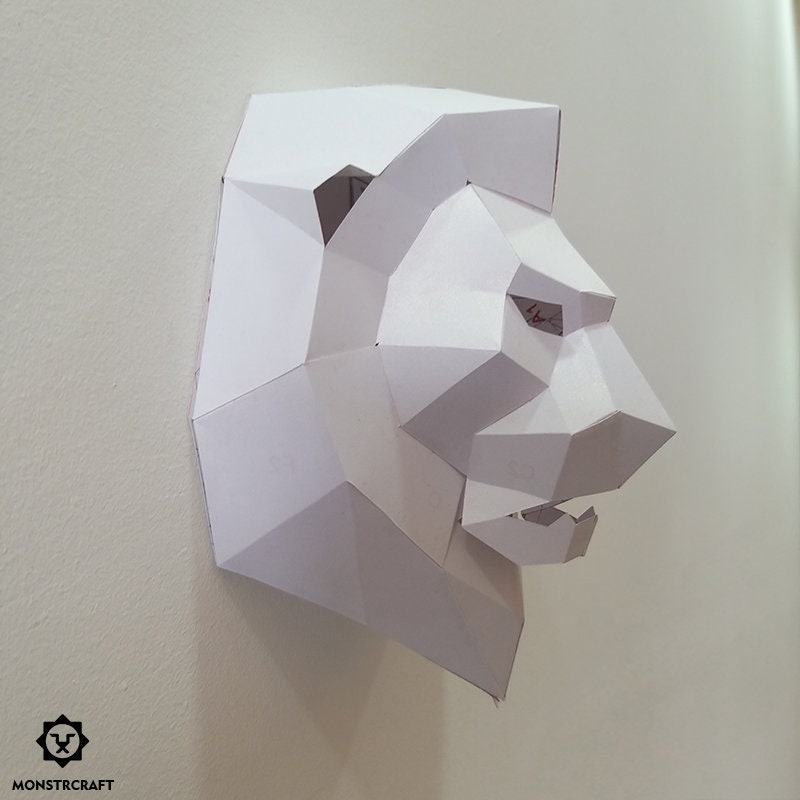 Lion Head Paper Craft Wall Decor Digital Files Printable PDF - Etsy