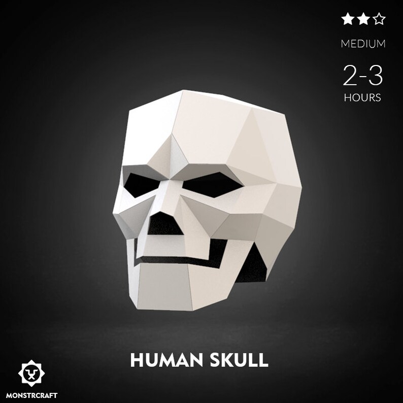 DIY Papercraft Skull Mask, Halloween Costume (PDF Template) - Etsy