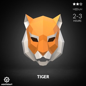 Tiger Paper Mask, Animal Cosplay, Low Poly Paper Mask PDF Template, 3d ...
