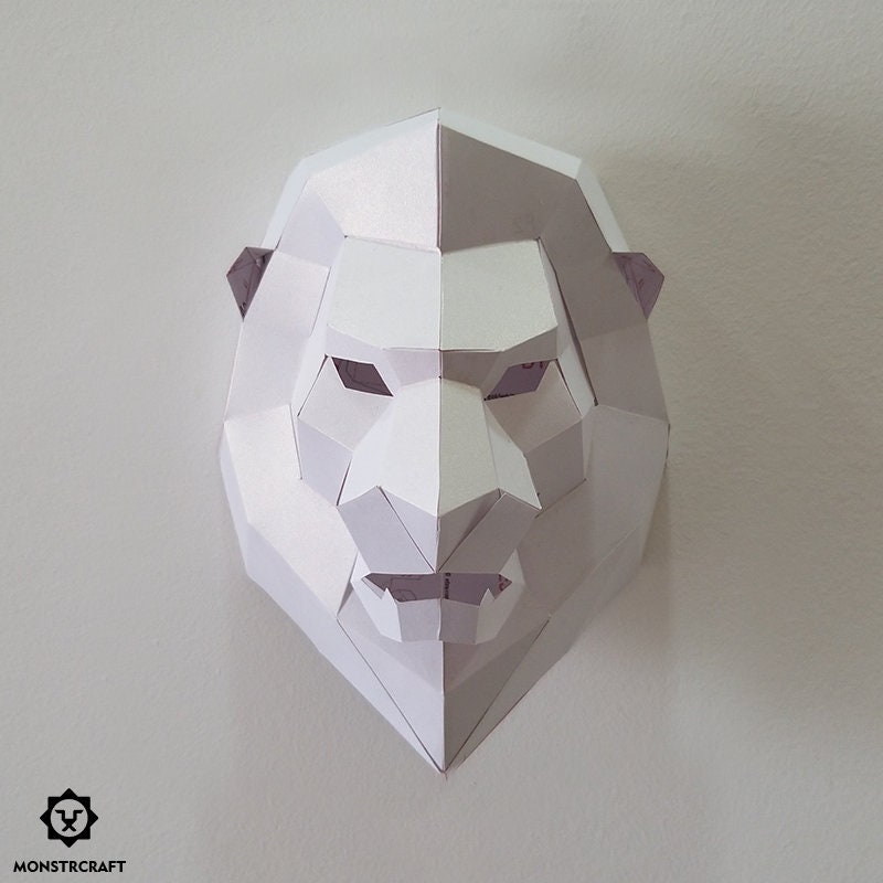 Lion Head Paper Craft Wall Decor Digital Files Printable PDF - Etsy