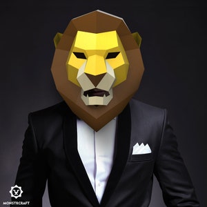 Lion Paper Mask, Animal Cosplay, Low Poly Paper Mask PDF Template, 3d ...