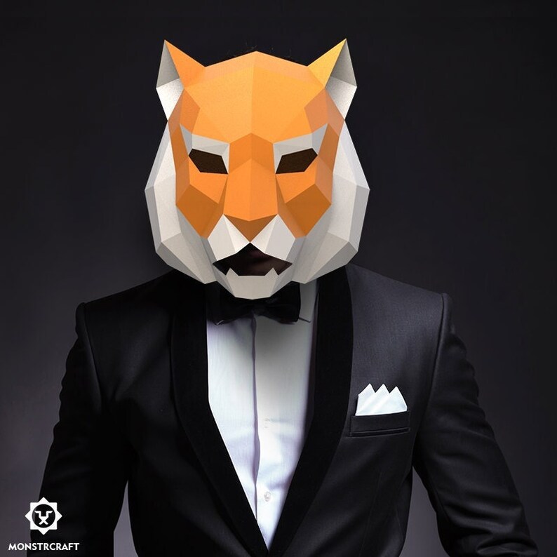 Tiger Paper Mask Animal Cosplay Low Poly Paper Mask PDF - Etsy