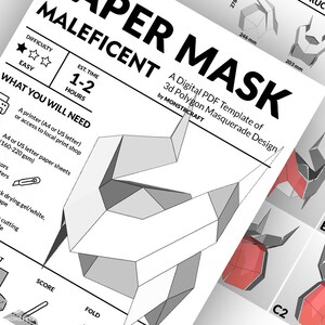 Maleficent Paper Mask, 3D Head Dress, Halloween Costume (PDF Template ...