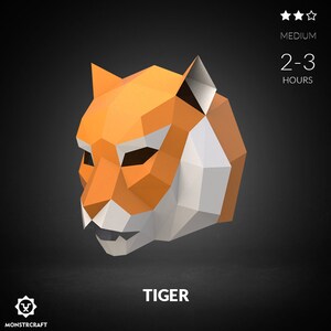 Tiger Paper Mask, Animal Cosplay, Low Poly Paper Mask PDF Template, 3d ...