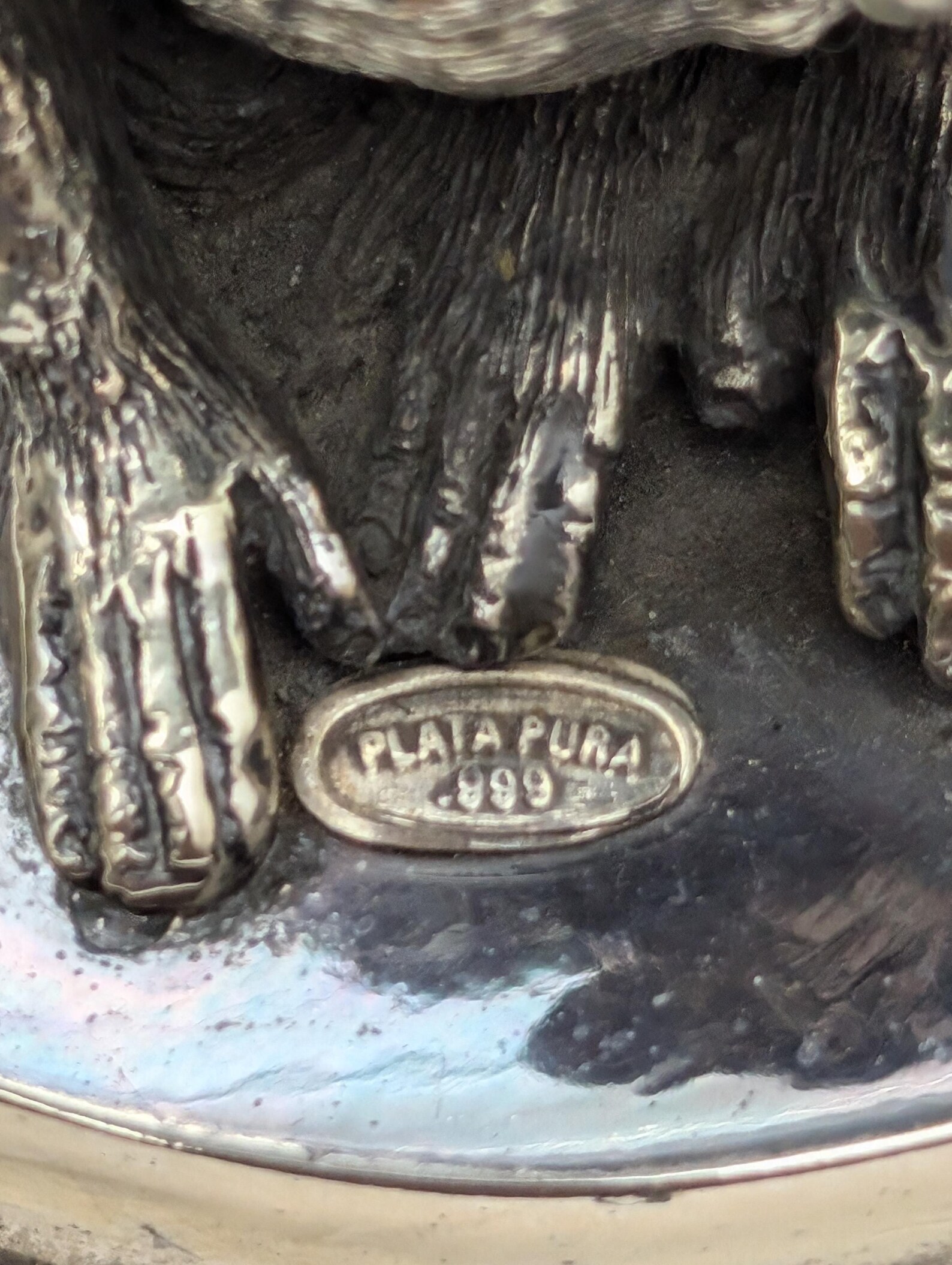 Fine 99.9% Pure Silver Chimpanzee Monkey W Infant Hollow Electroform ...