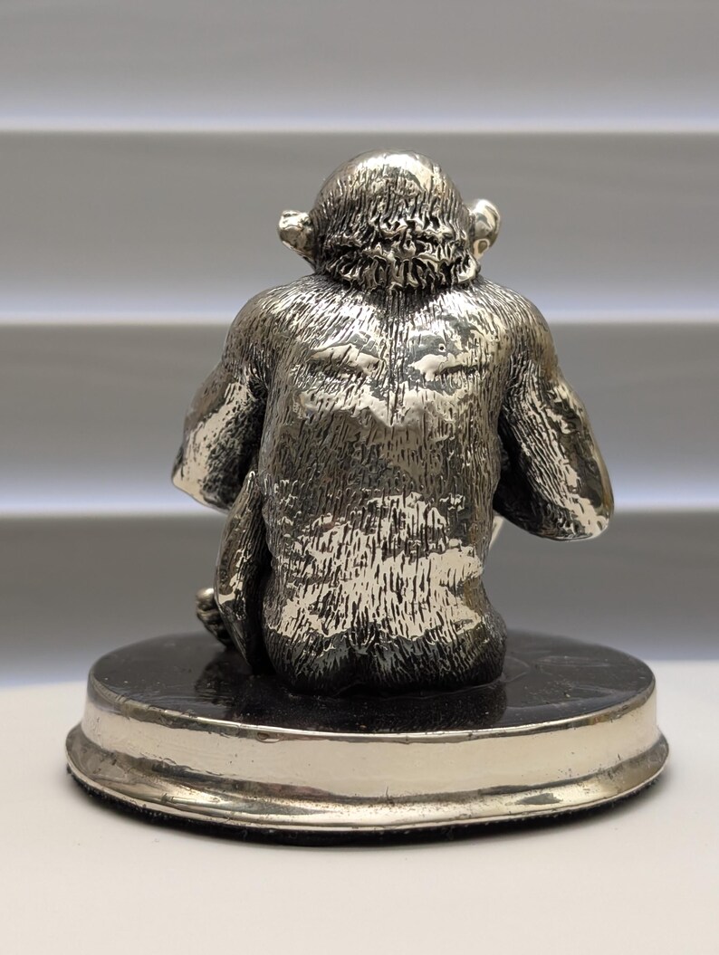 Fine 99.9% Pure Silver Chimpanzee Monkey W Infant Hollow Electroform ...