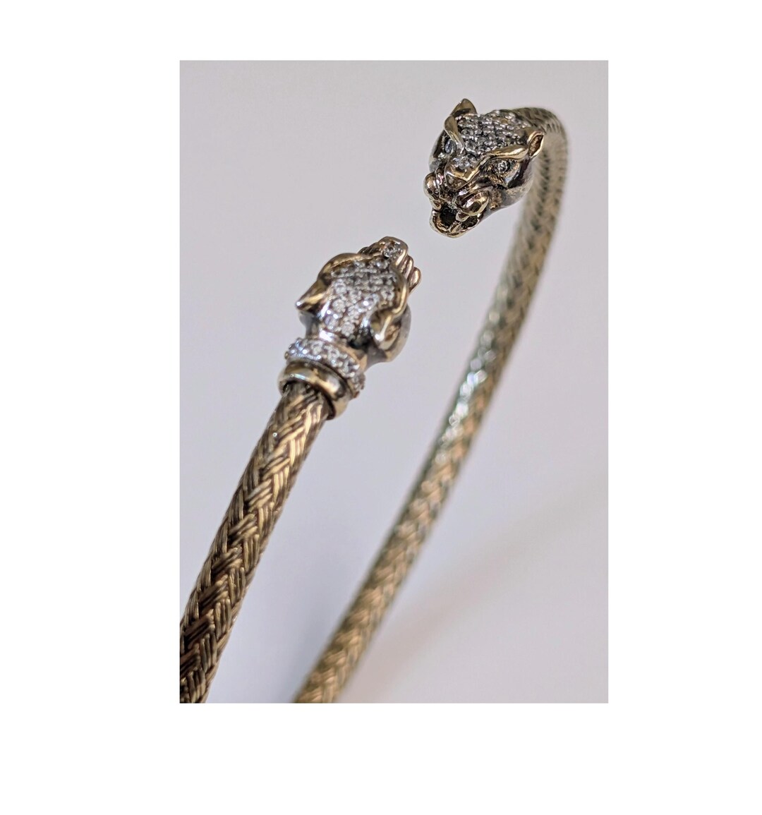 Dyadema Italy Sterling Silver Vermeil Diamond Devil Dog Cuff Bracelet ...