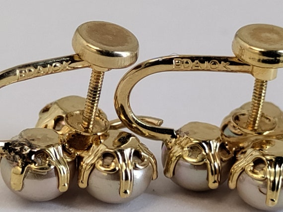 Vintage BDA 10k Yellow Gold Faux Champagne Pearl Scre… - Gem