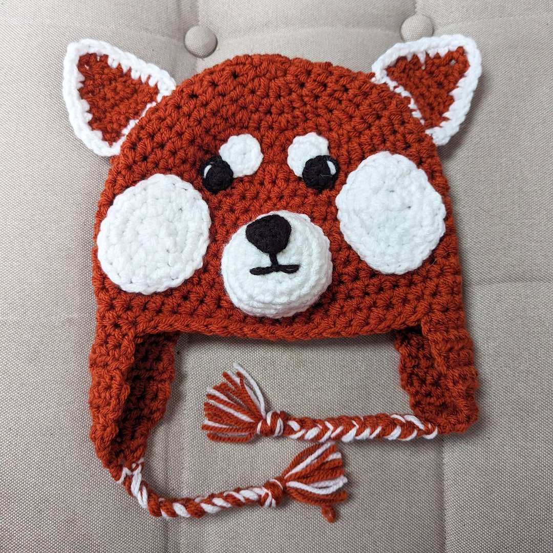 Crochet Red Panda Hat, Winter Novelty Hat, Newborn, Child, Toddler ...