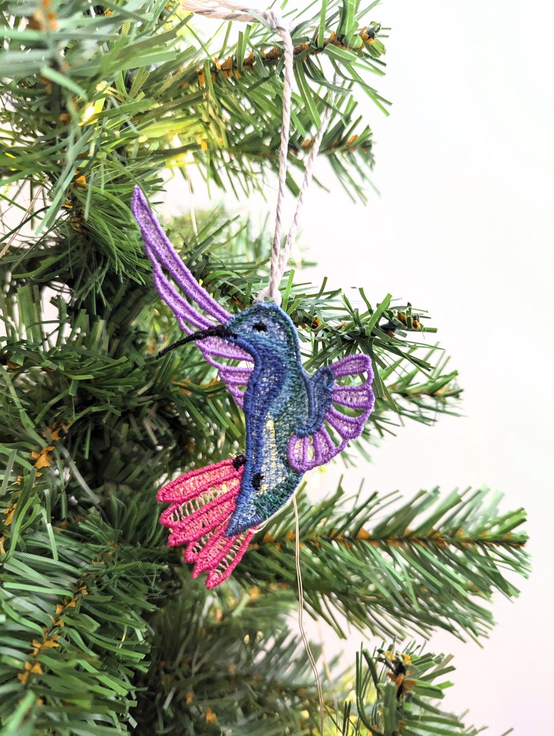 Embroidered Lace Hummingbird Ornament: Colorful Hanging Decoration - Etsy