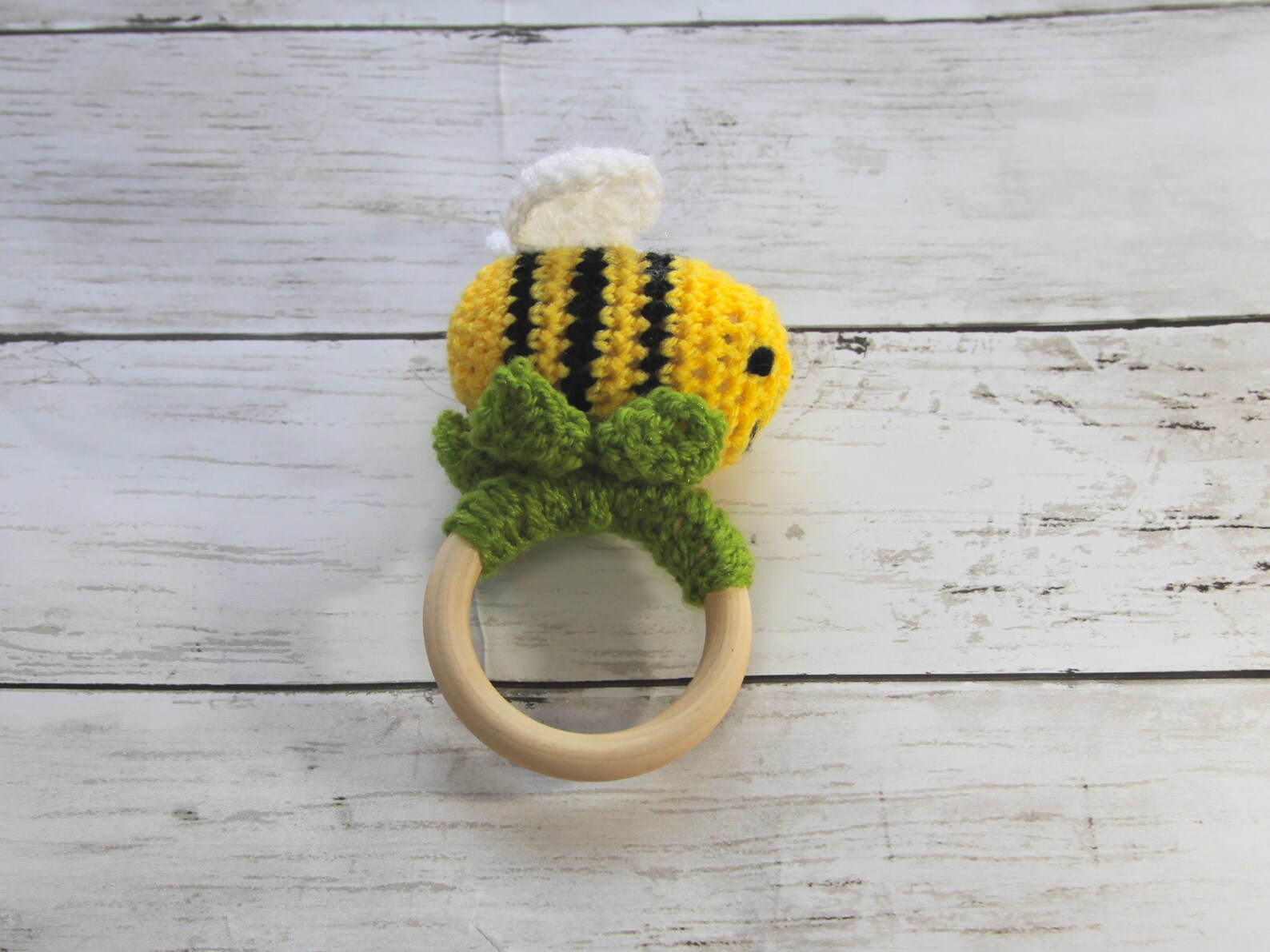 Crochet Bumblebee Wooden Teething Ring Baby Teether Teething | Etsy
