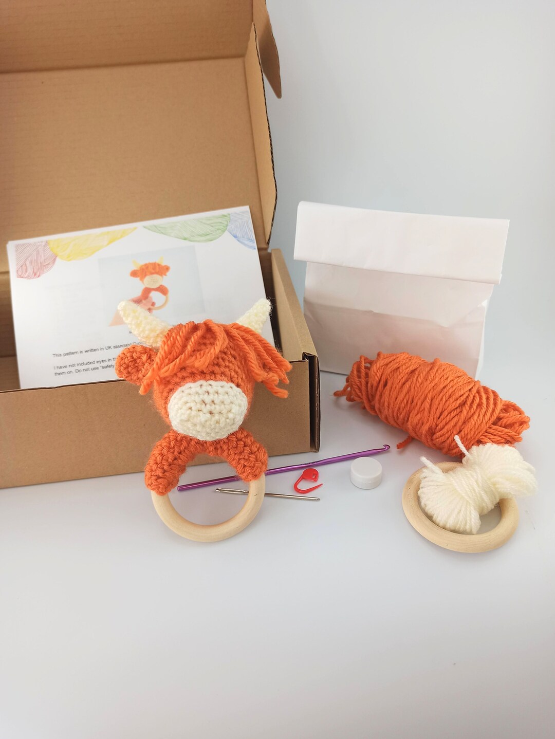 Crochet Highland Cow Teether Craft Kit, Highland Coo, Scottish Gift ...