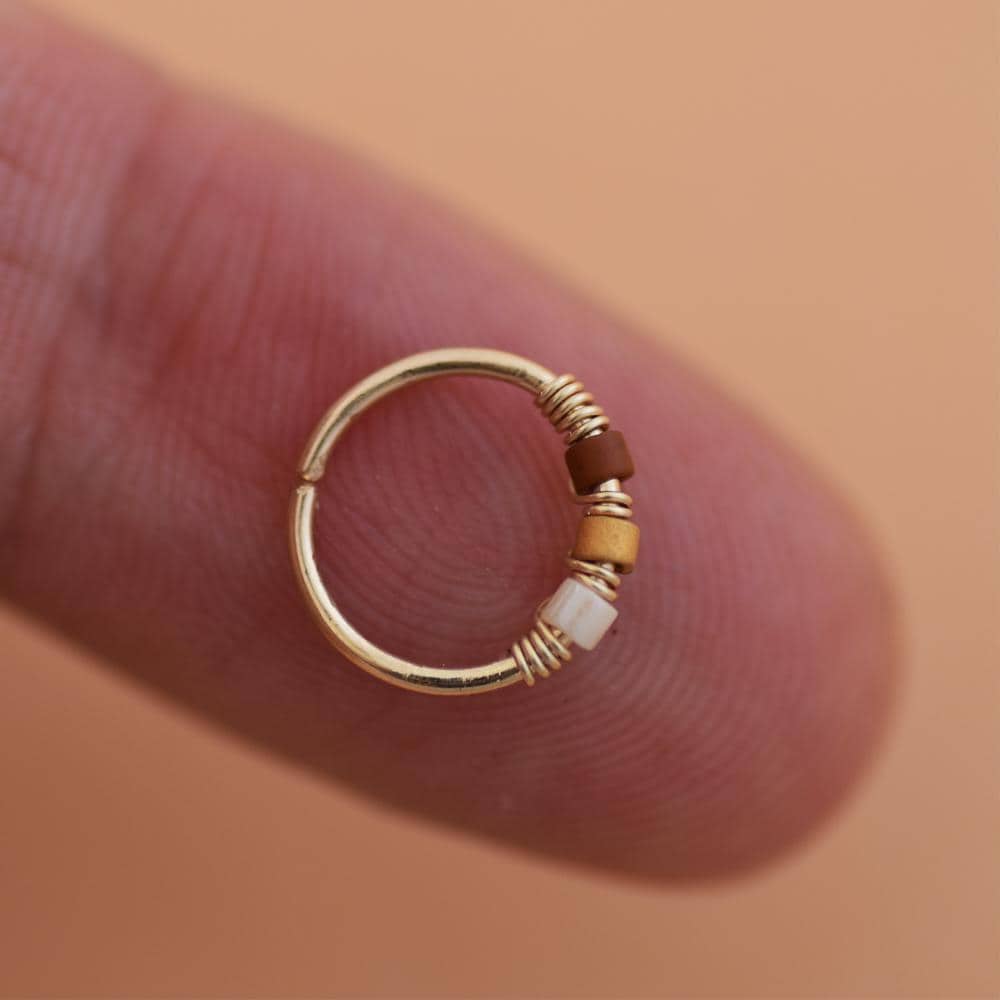 Handmade Miyuki Beaded Nose Ring Hoop, Sterling Silver, Boho Septum ...