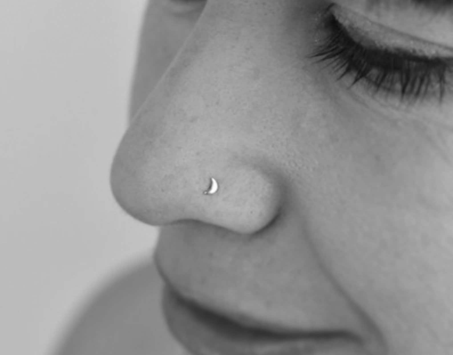 Moon Nose Stud Tiny Nose Stud Nose Piercing Tragus Earring - Etsy