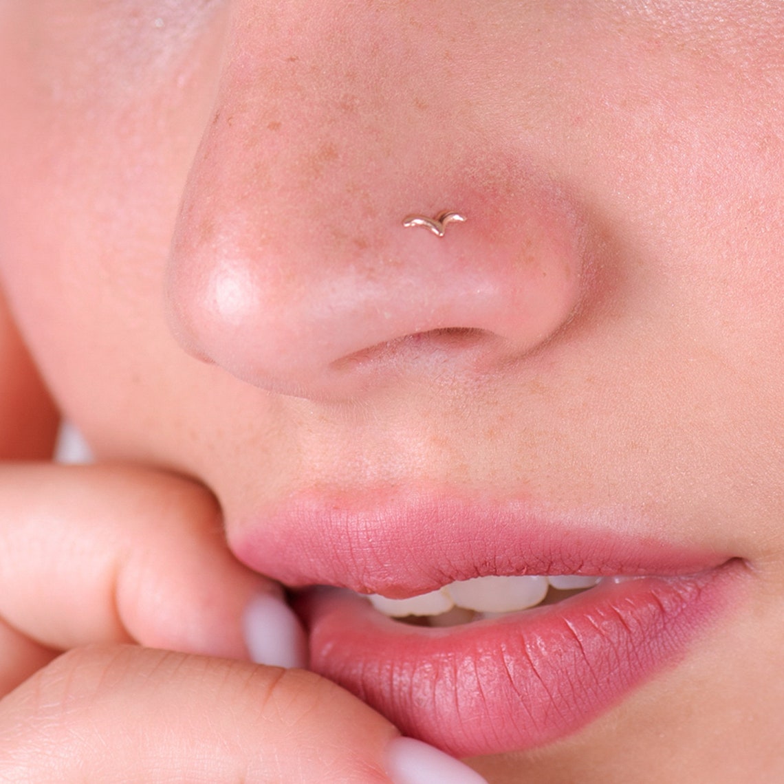 Tiny Gold Bird Nose Stud, 14k Gold Nose Earring, Flying Bird Piercing ...