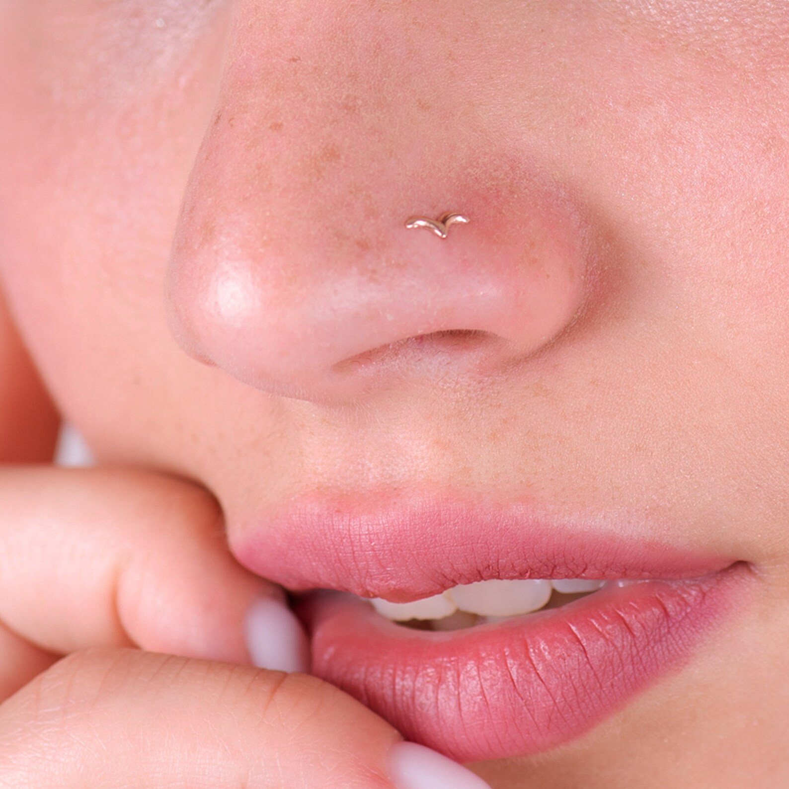 Tiny Gold Bird Nose Stud, 14k Gold Nose Earring, Flying Bird Piercing ...