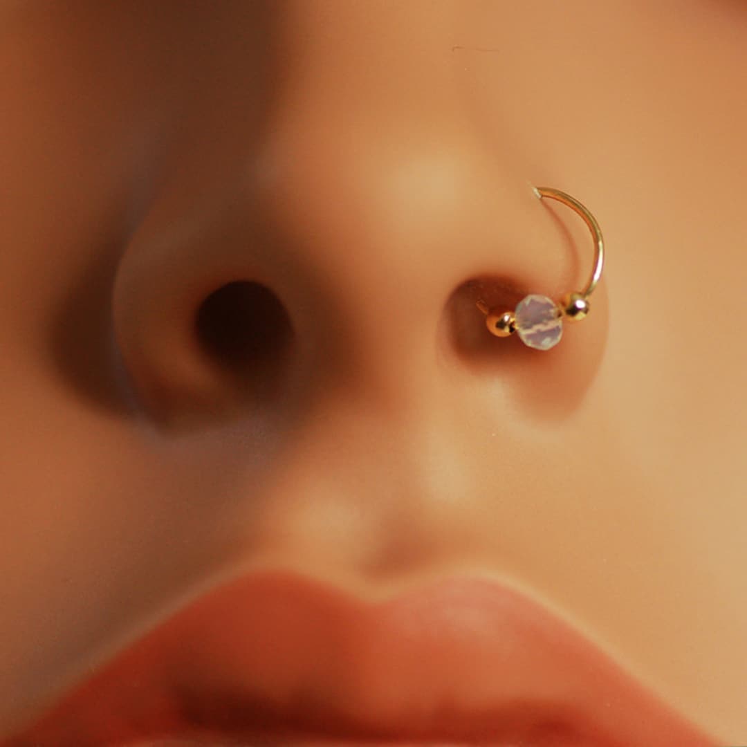 Crystal Nose Hoop Earring, Nose Ring for Pierced Nose, Gold Nose Ring ...