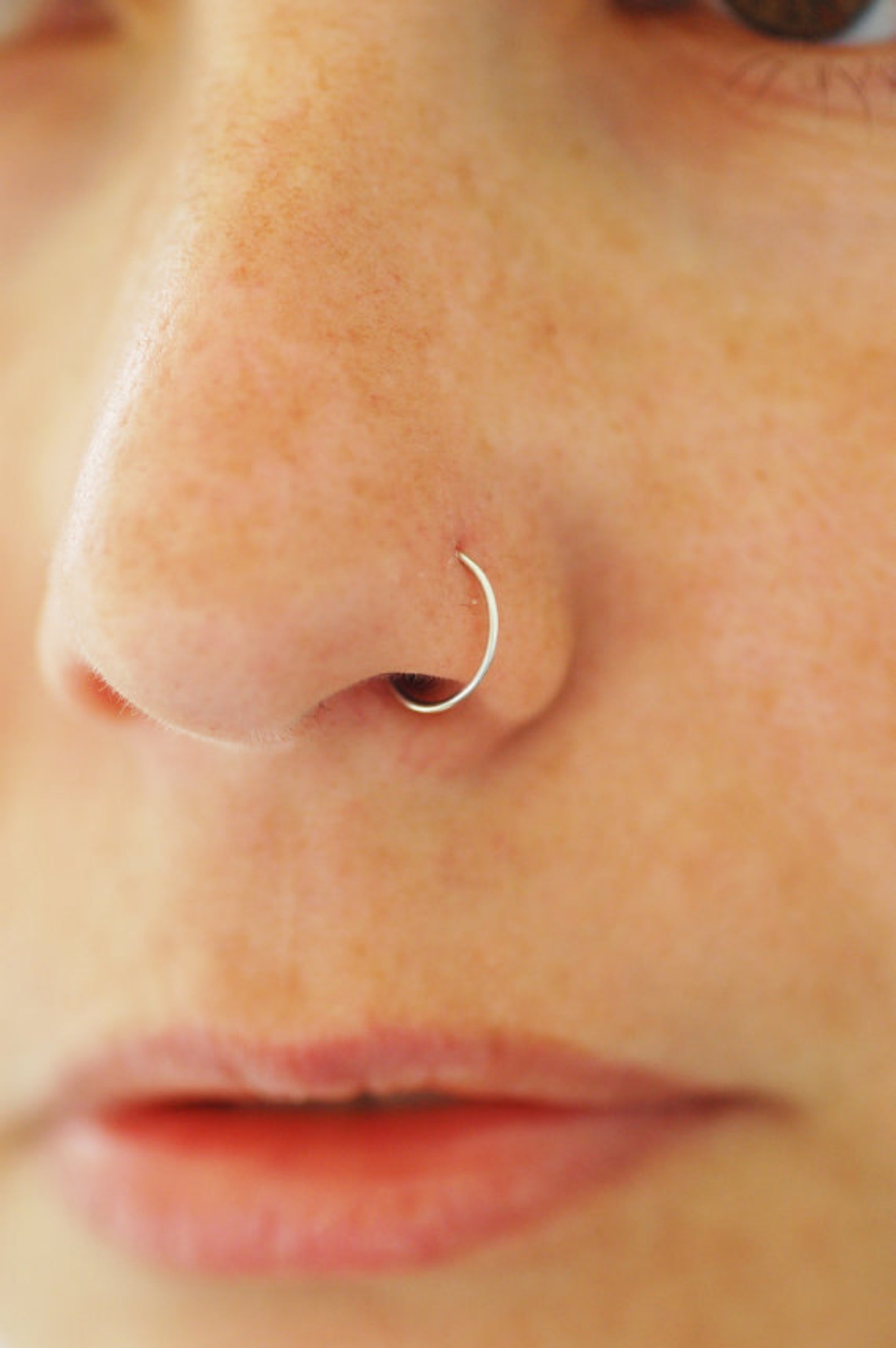 Small Silver Nose Hoop, Silver Nose Ring, 14k Silver Nose Ring, Go;d ...
