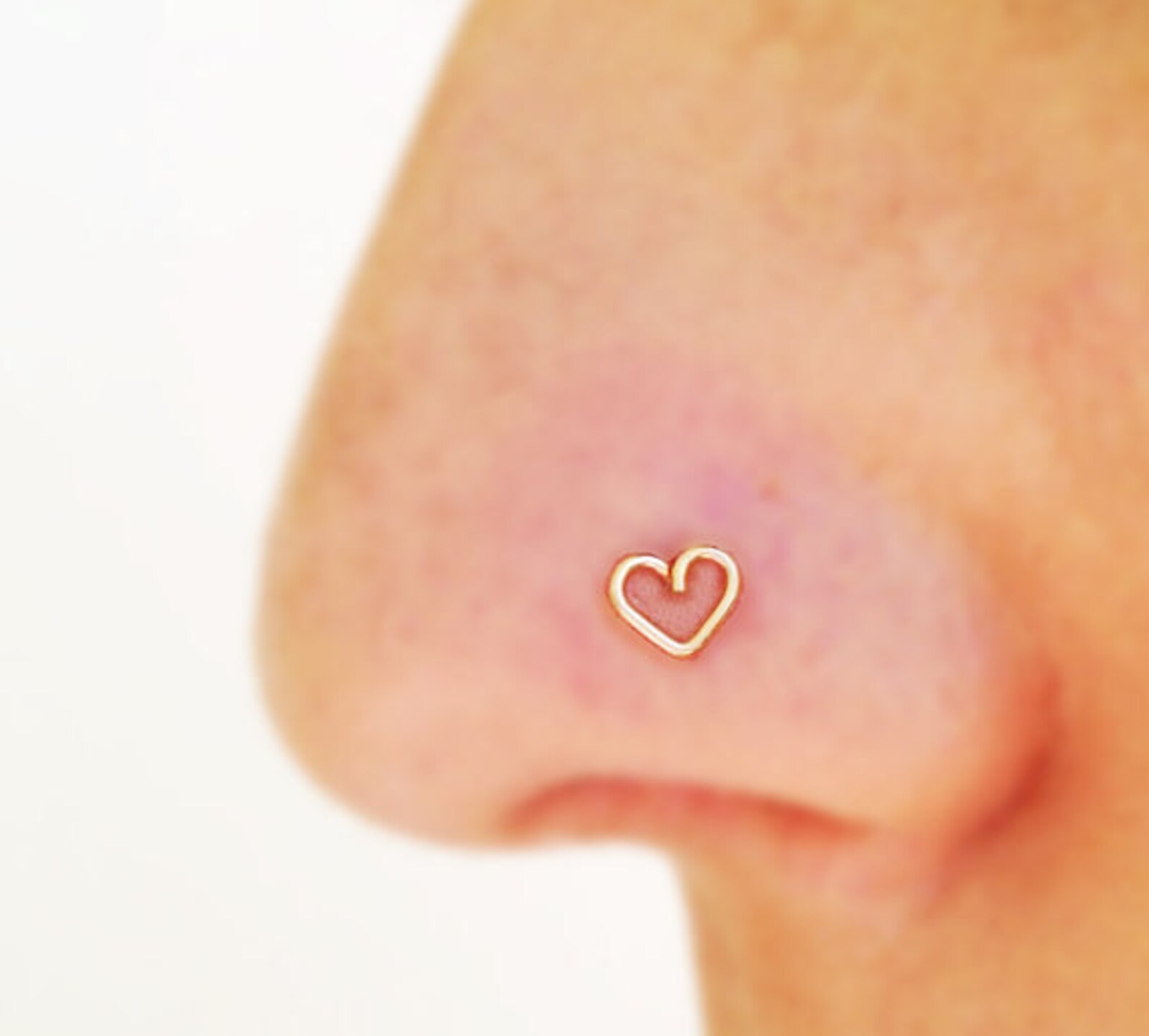 Tiny Nose Stud Tiny Heart Nose Stud Gold Nose Ring Heart - Etsy