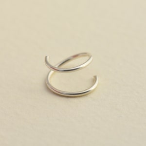 Double Nose Ring for Single Piercing, Gold Nose Ring Hoop, Plain Two ...