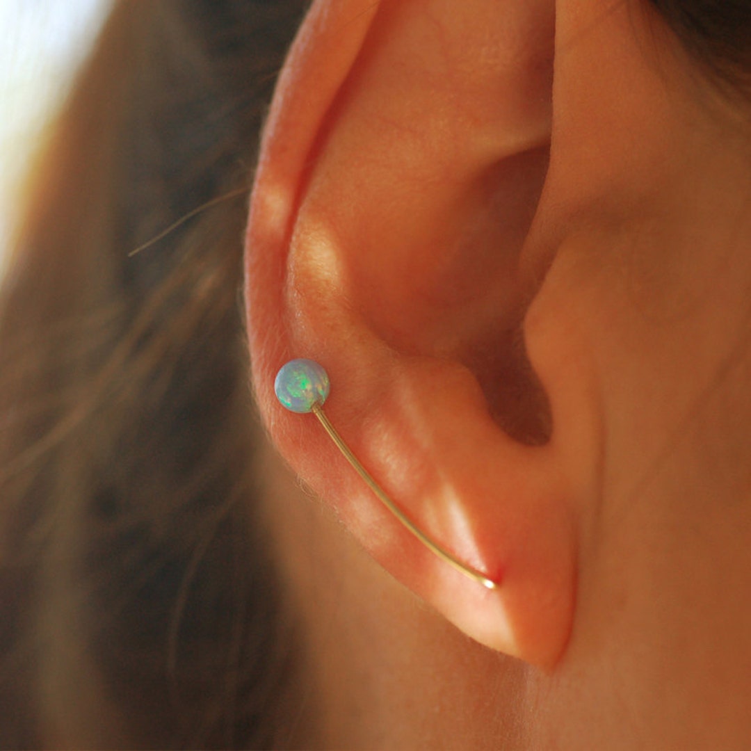 Bar Earring, Opal Spike Earring, Staple Earring, Simple Earring, Modern ...