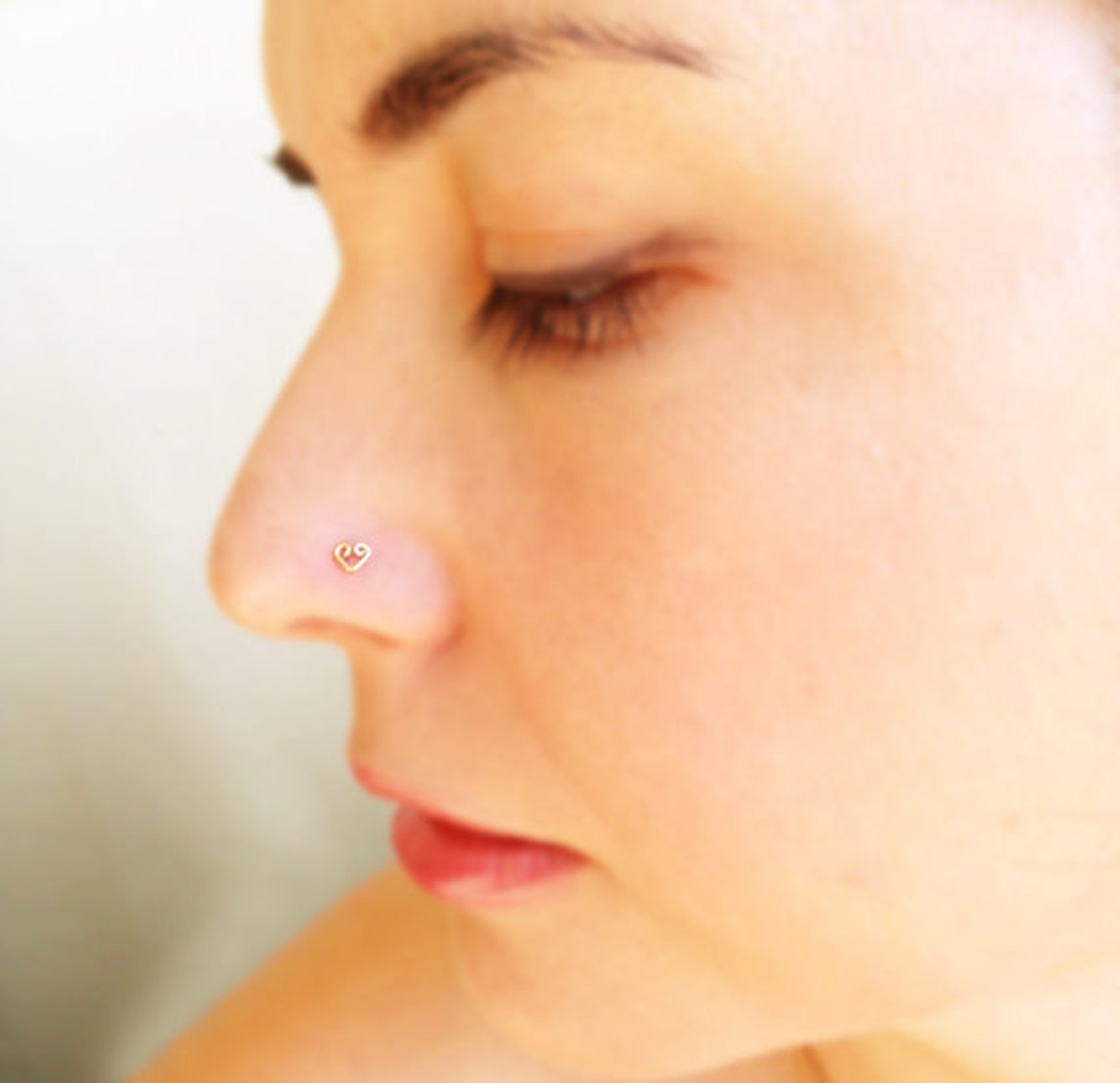 Tiny Nose Earring Tragus Gold Heart Nose Stud Silver Nose - Etsy