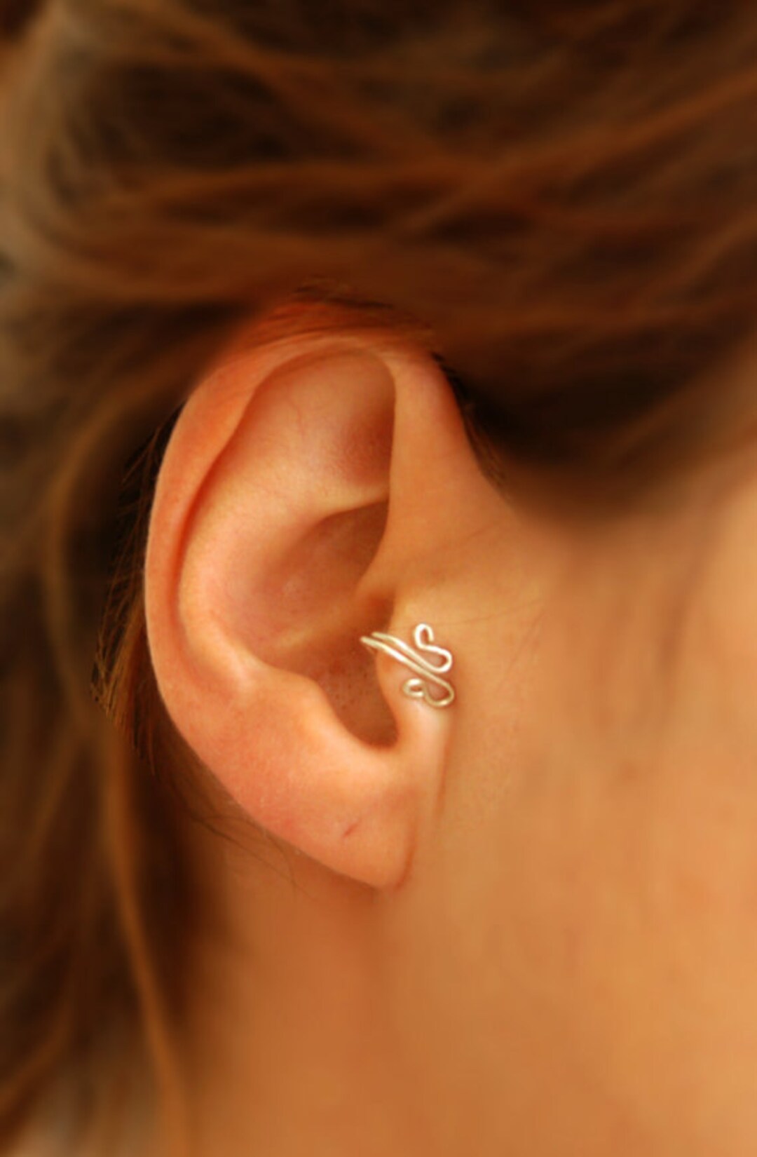 Tragus Ring Cuff, Cartilage Fake Piercing, Silver Sterling Tragus, Gold ...
