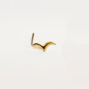 14k Solid Gold Bird Nose Stud, Tiny Nostril Screw, Boho Piercing - Etsy