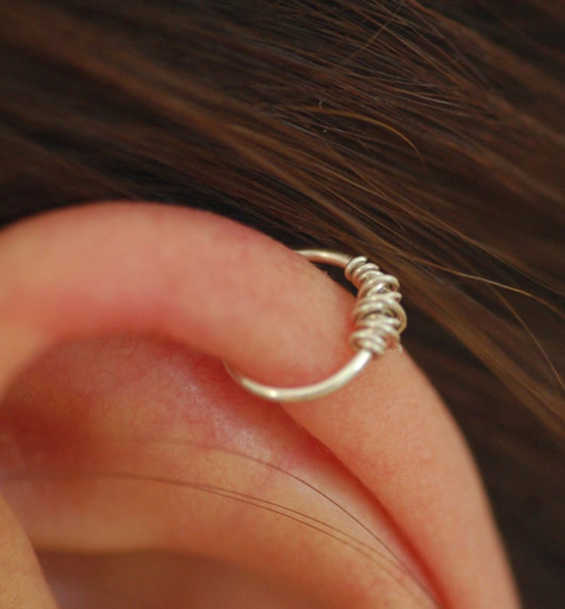 Gold Nose Ring Wire wrapped Nose Ring nose ring hoop Thin | Etsy