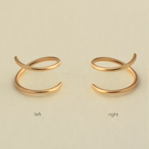 Double Nose Ring for Single Piercing, Gold Nose Ring Hoop, Plain Two ...