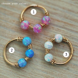Opal Nose Ring Hoop, Gold Filled Cartilage Piercing - Etsy