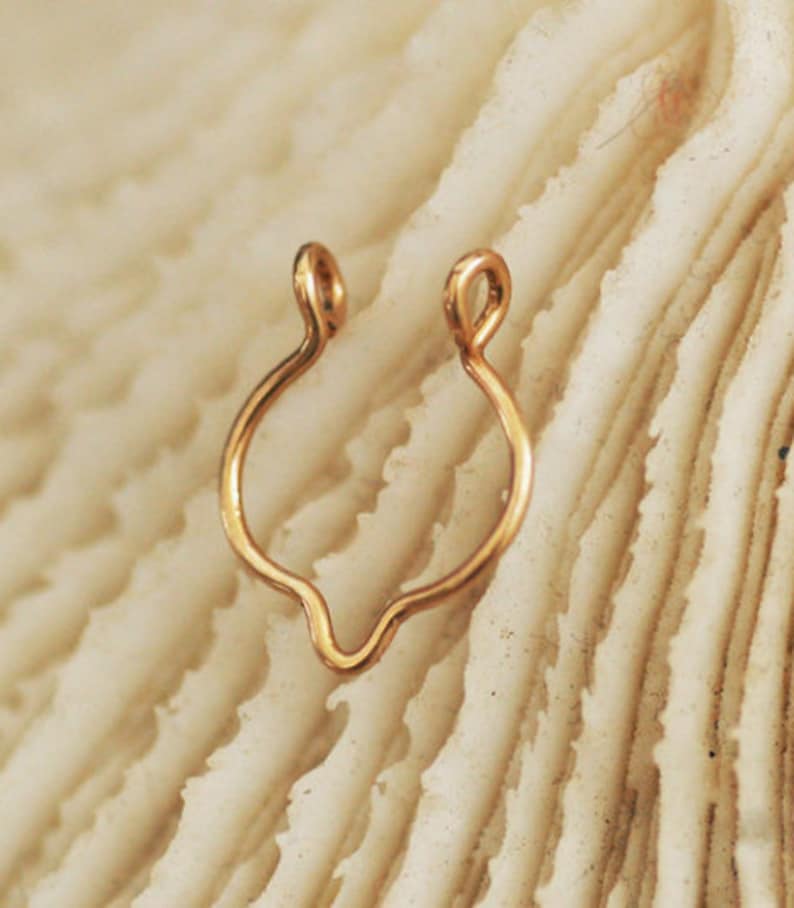 Fake 14k Gold Filled Septum Ring Fake Hoop Non Pierced Nose - Etsy