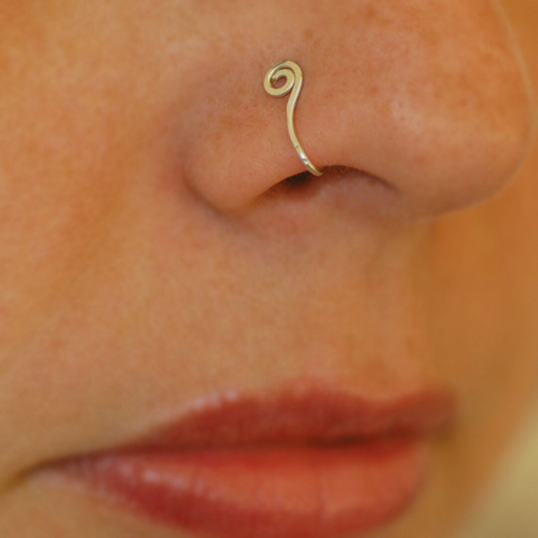 Nose Cuff, Fake Nose Ring, Gold Nose Ring, Gold Fake Cuff, Silver Cuff ...