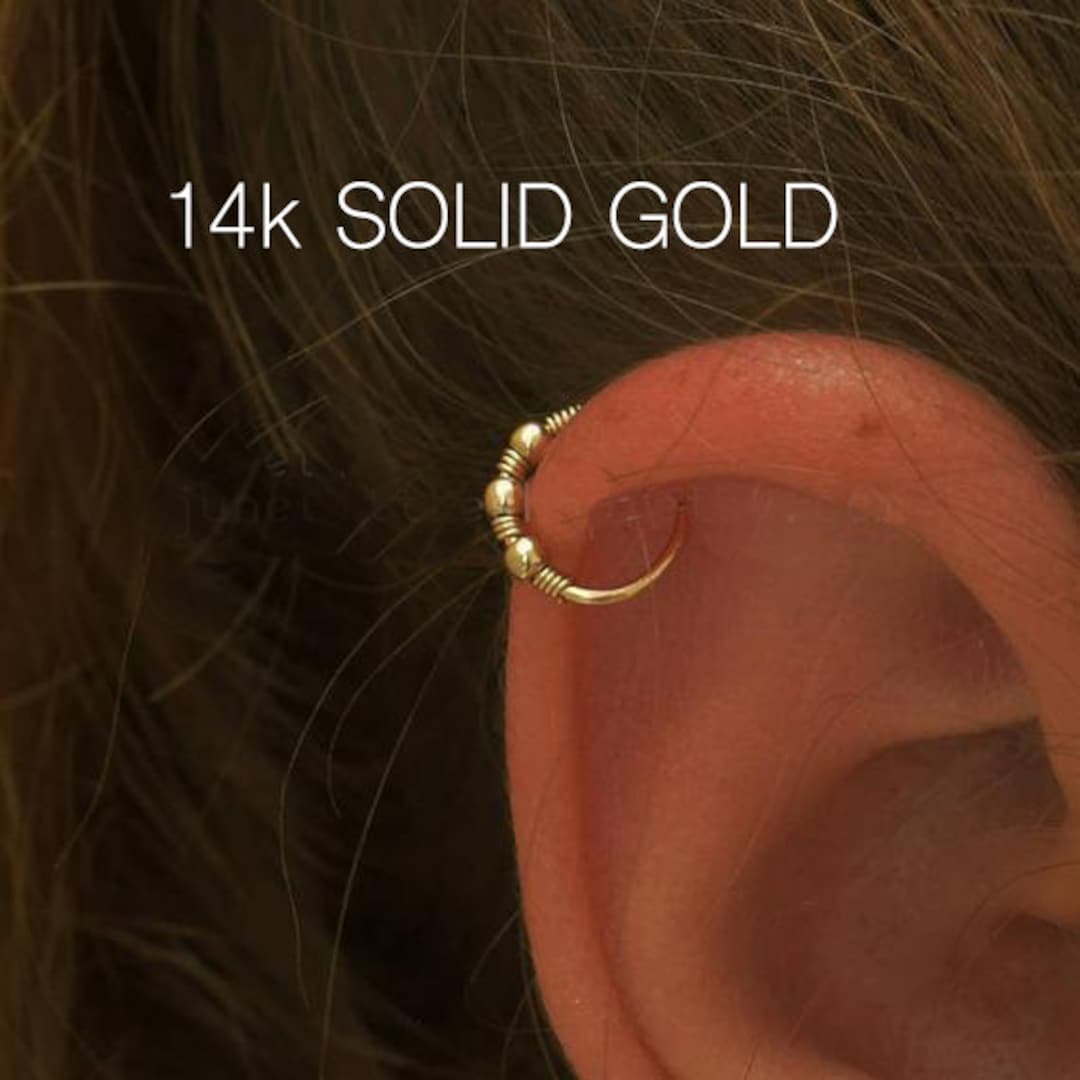 14K Solid Gold Piercing/earring/snug Hoop Earring/helix Piercing ...