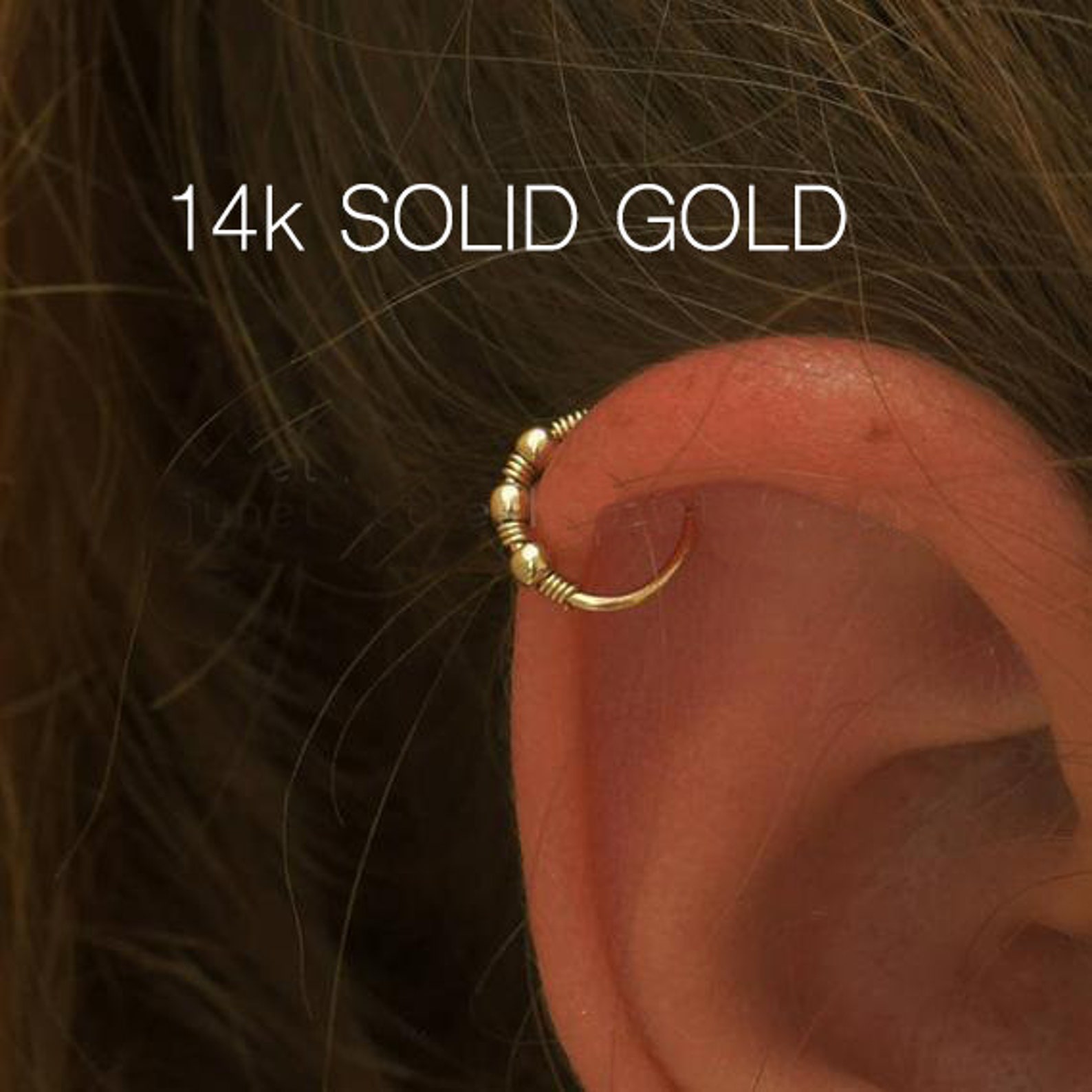14K Solid Gold Piercing/earring/snug Hoop Earring/helix - Etsy