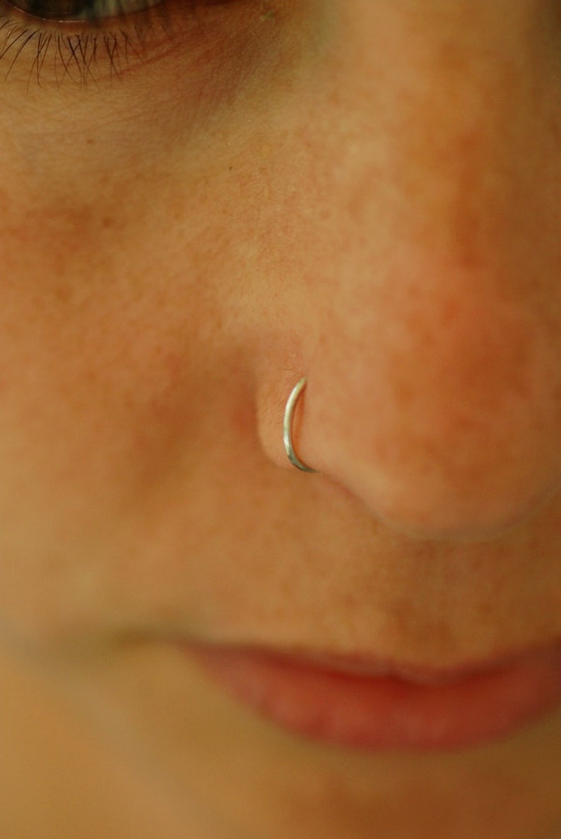 Small Silver Nose Hoop, Silver Nose Ring, 14k Silver Nose Ring, Go;d ...
