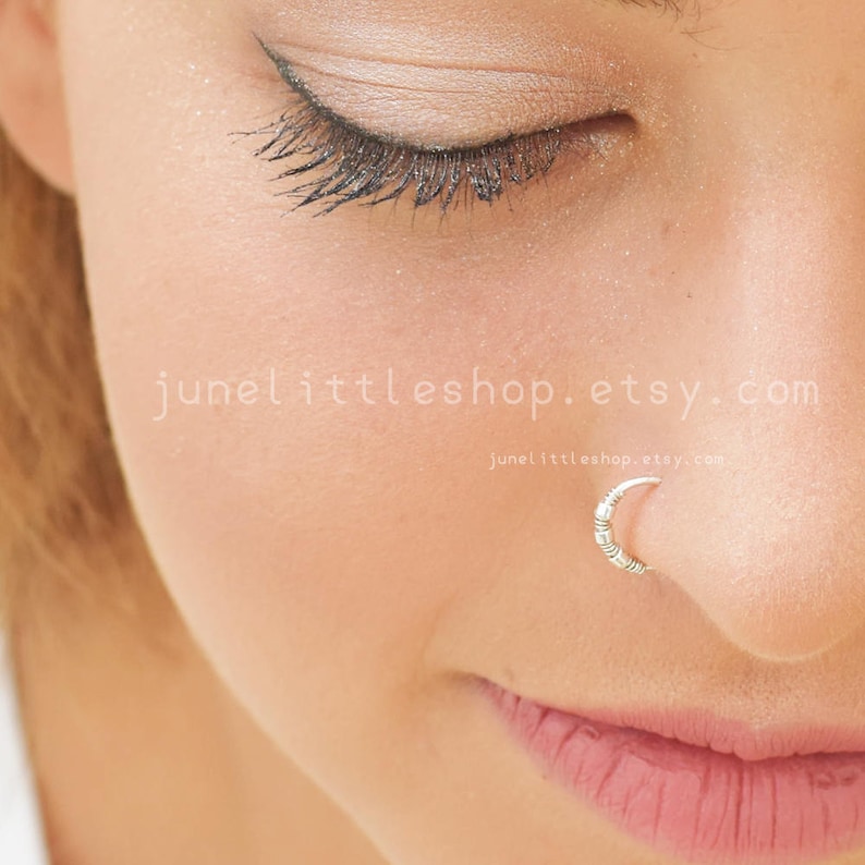 Silver Nose Ring Gold Nose Hoop Tiny Nose Ring Small Helix - Etsy
