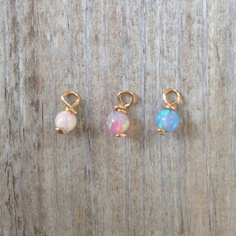 Choose Your Opal Charm Small Gold Ring Hoop Charm White / - Etsy