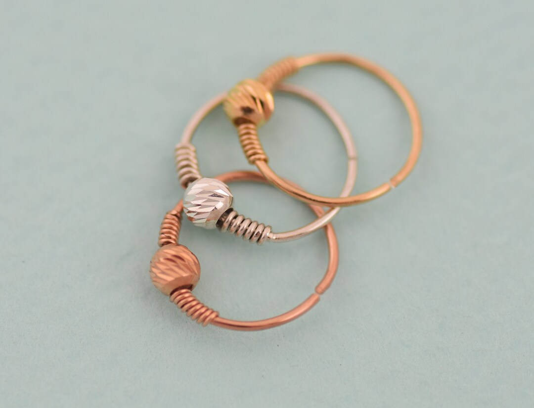 Gold Nose Hoop, Small Nose Ring, Snug Fit Silver Sterling Nose Ring 20 ...