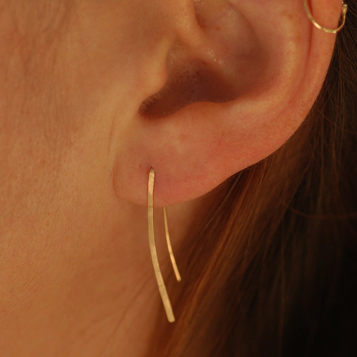 Silver Stud Bar Earring Gold bar line Earring Tiny Bar Stud | Etsy