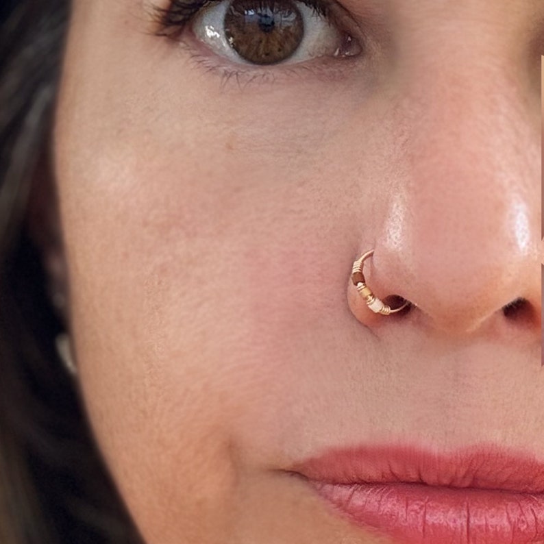 Tiny Nose Ring, Snug Nose Hoop, Boho Nose Ring, Handmade Hoop Earrings ...