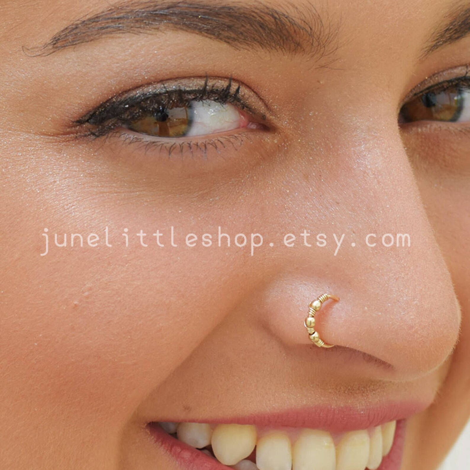 Nose Ring Hoop Beaded Nose Hoop Nose Piercing Tragus Hoop - Etsy