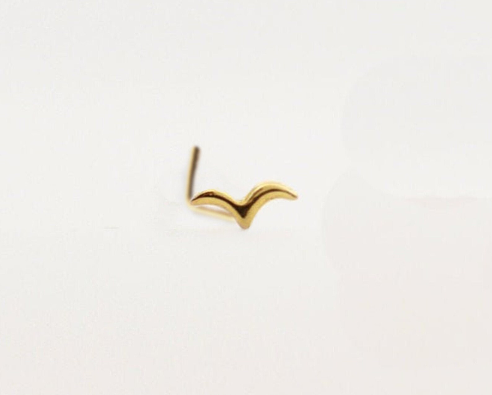 Tiny Gold Bird Nose Stud 14k Gold Nose Earring Flying Bird | Etsy
