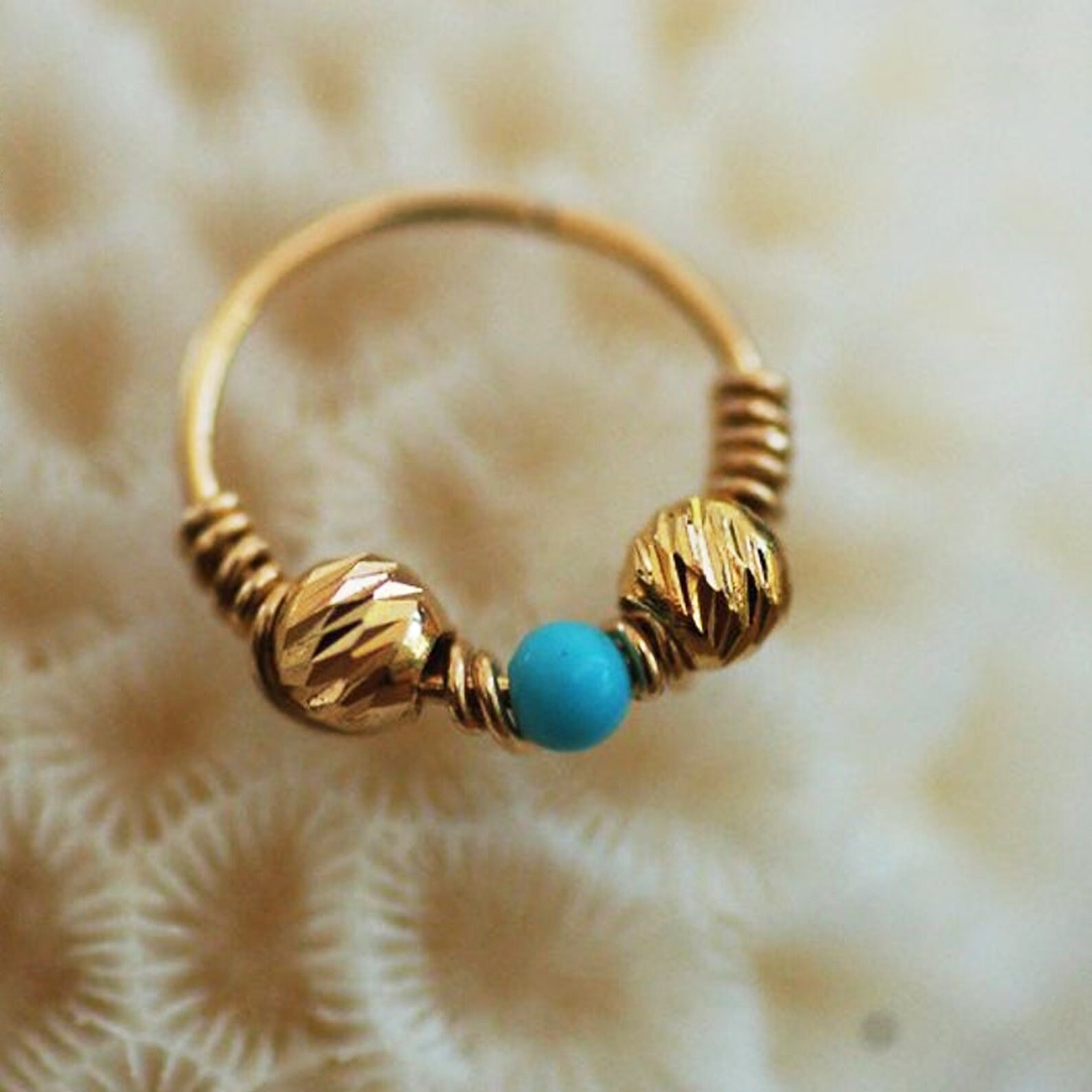 Nose Ring Turquoise Nose Hoop Tiny Nose Ring Snug Nose Ring | Etsy