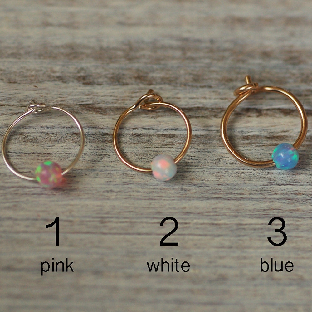 Pink Opal Earring, Stone of Gods, Cartilage Earring, Body Jewelry, Tiny ...