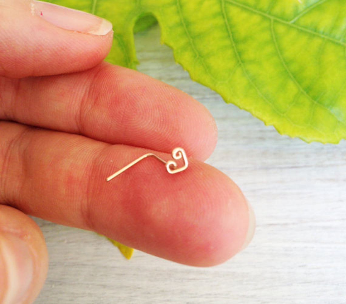 Heart Shaped Nose Screw, Nose Jewelry, Heart Nose Ring, Silver Nose ...