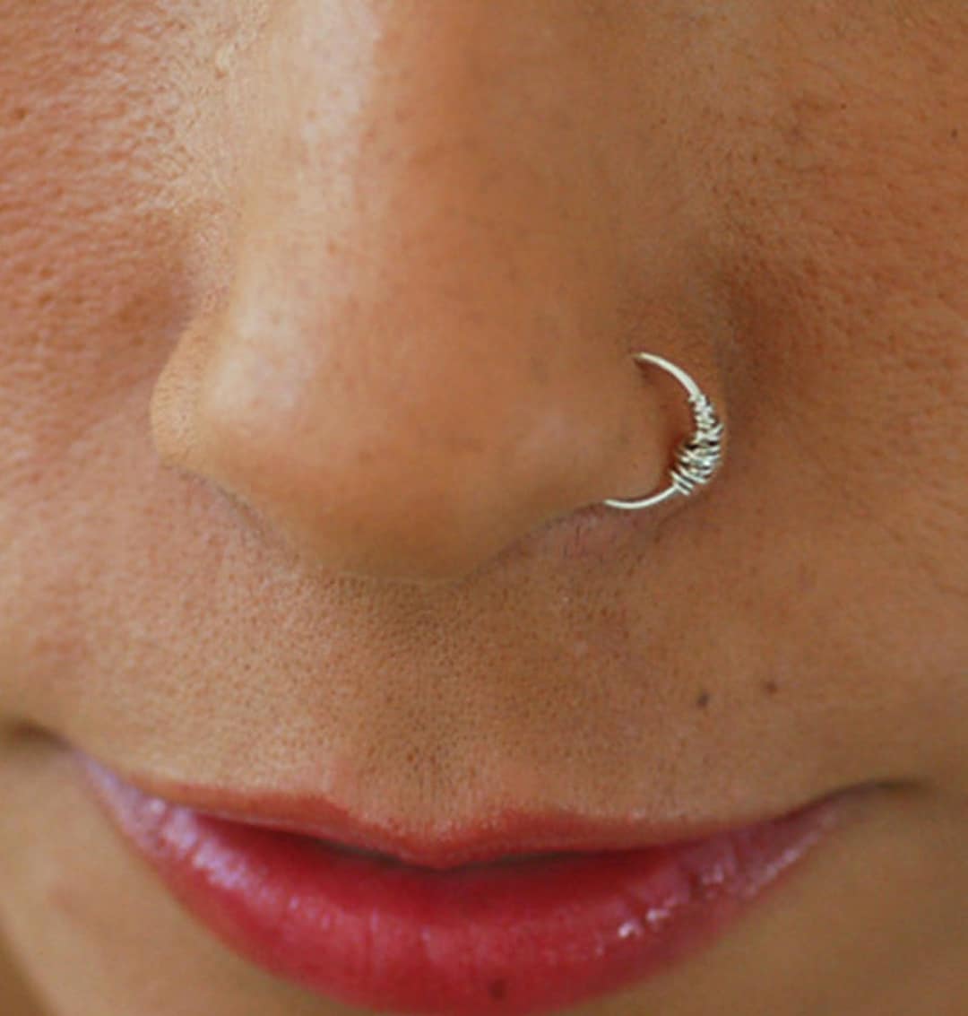Fitting Nose Ring Hoop Nose Ring Hoop Gold Silver Sterling Rose 14k ...