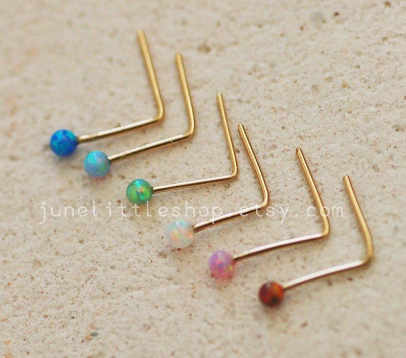 Pink Opal Nose Stud Small Opal Nose Screw Nose Stud 22g Opal - Etsy Israel